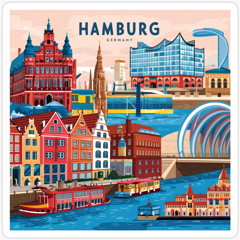 Hamburg,Germany Sticker Phone Decal Water Bottle Stickers Car Decals ...