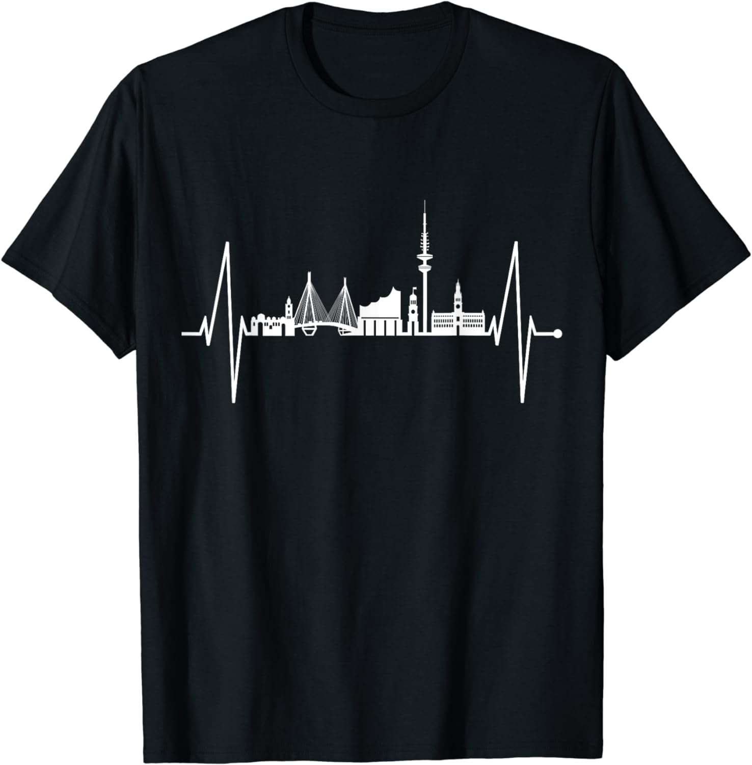 Hamburg Skyline Heartbeat Germany Lover I Love Hamburg T-Shirt ...