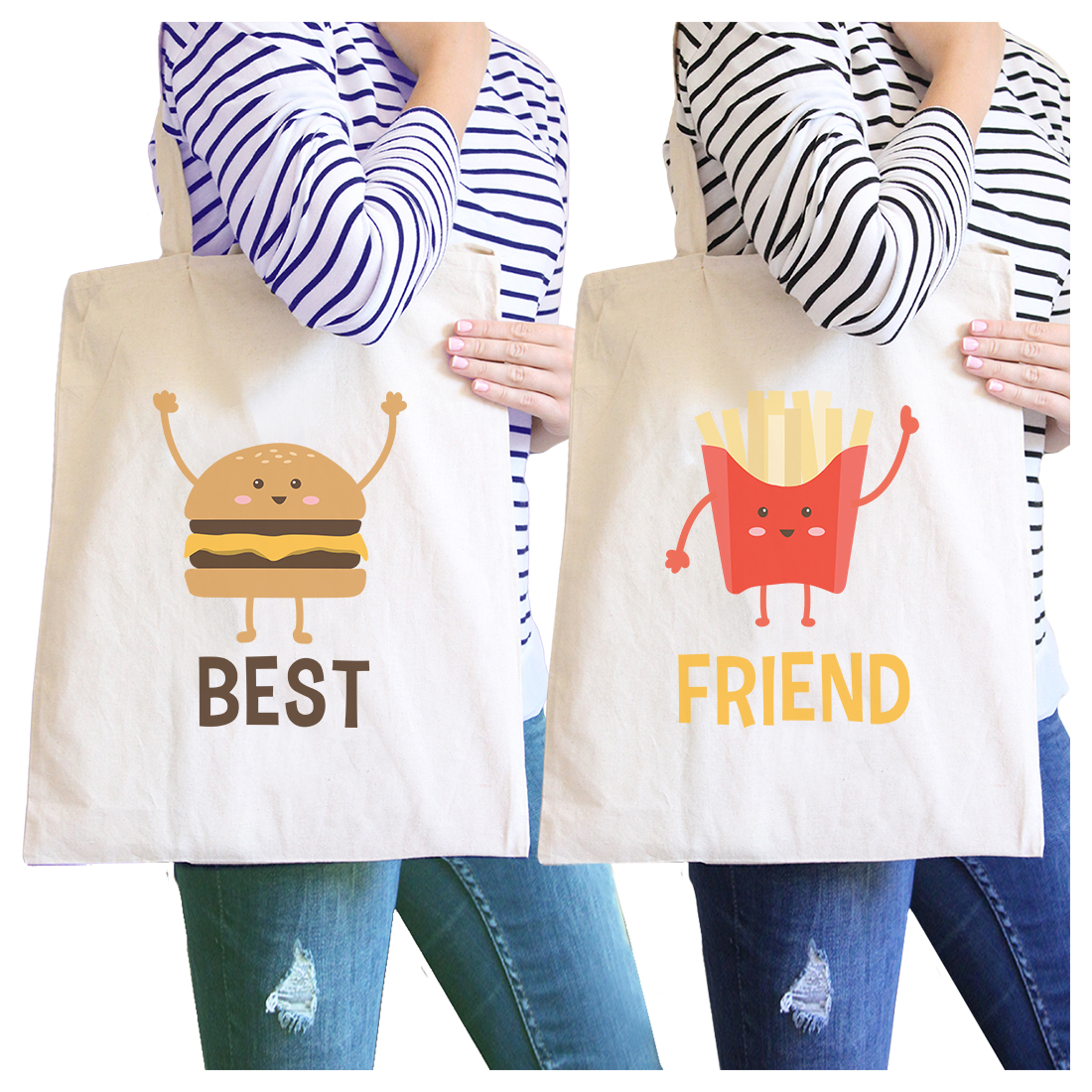 Hamburger And Fries BFF Matching Canvas Bags Cute Friends Gifts ...