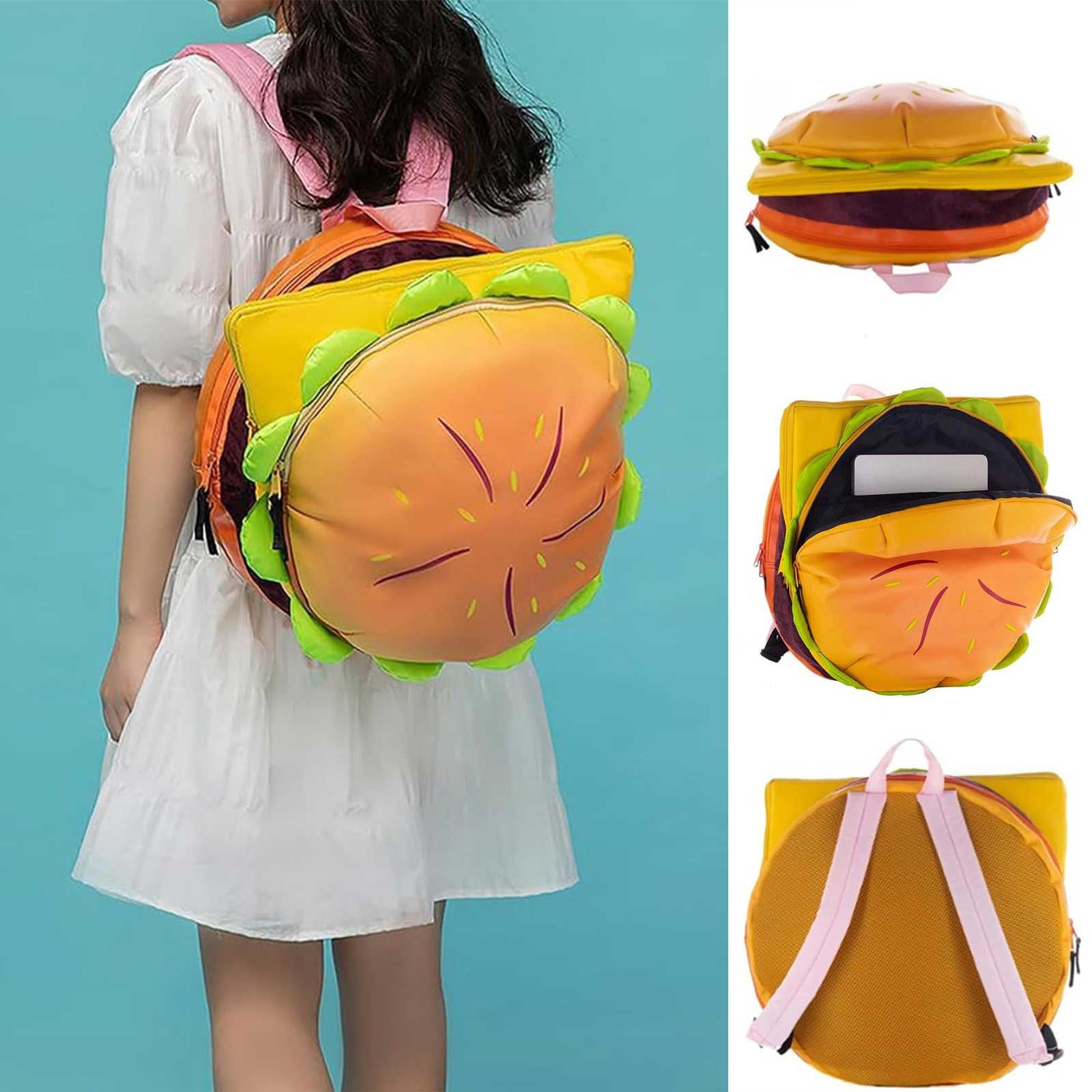 Hamburger Backpack Cheeseburge R Backpack Funny Yellow Cartoon Universe ...