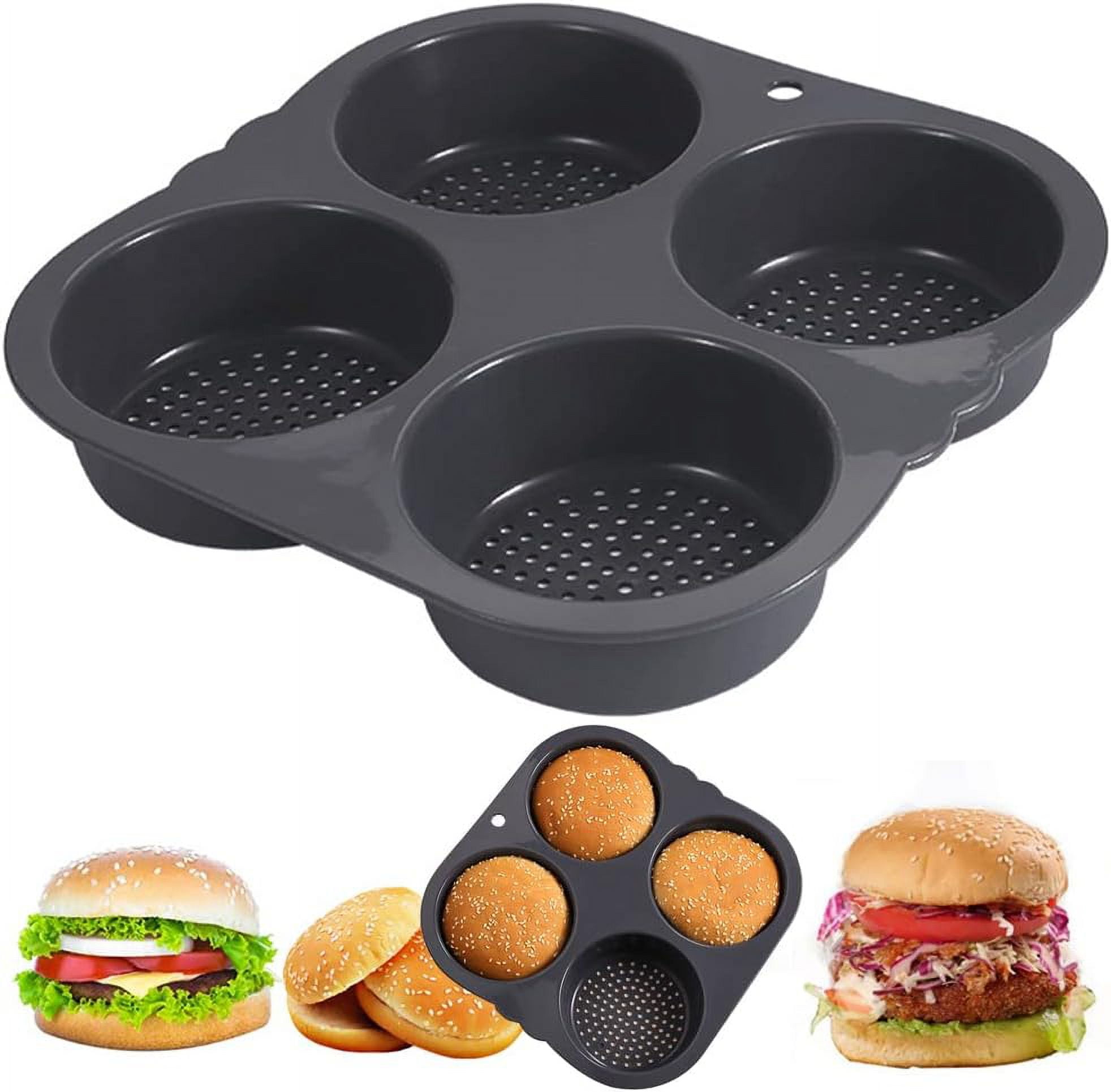 Hamburger Bun Mold Baking Hamburger Bread Pan Non-Stick Silicone Mold ...