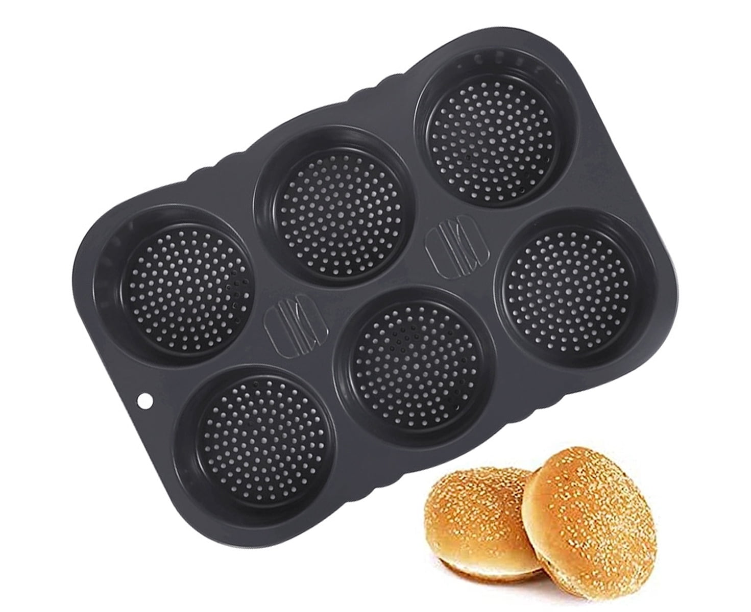Hamburger Bun Molds Silicone Bread Maker Bun Pan with Holes, 4 Inch ...