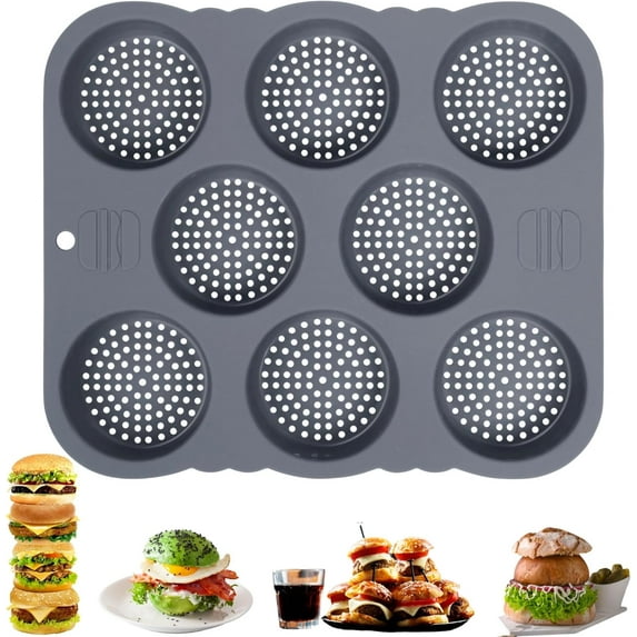 Hamburger Bun Pan, Non- Grade Bread Loaf Pan, 8 Cavity Perforated ...