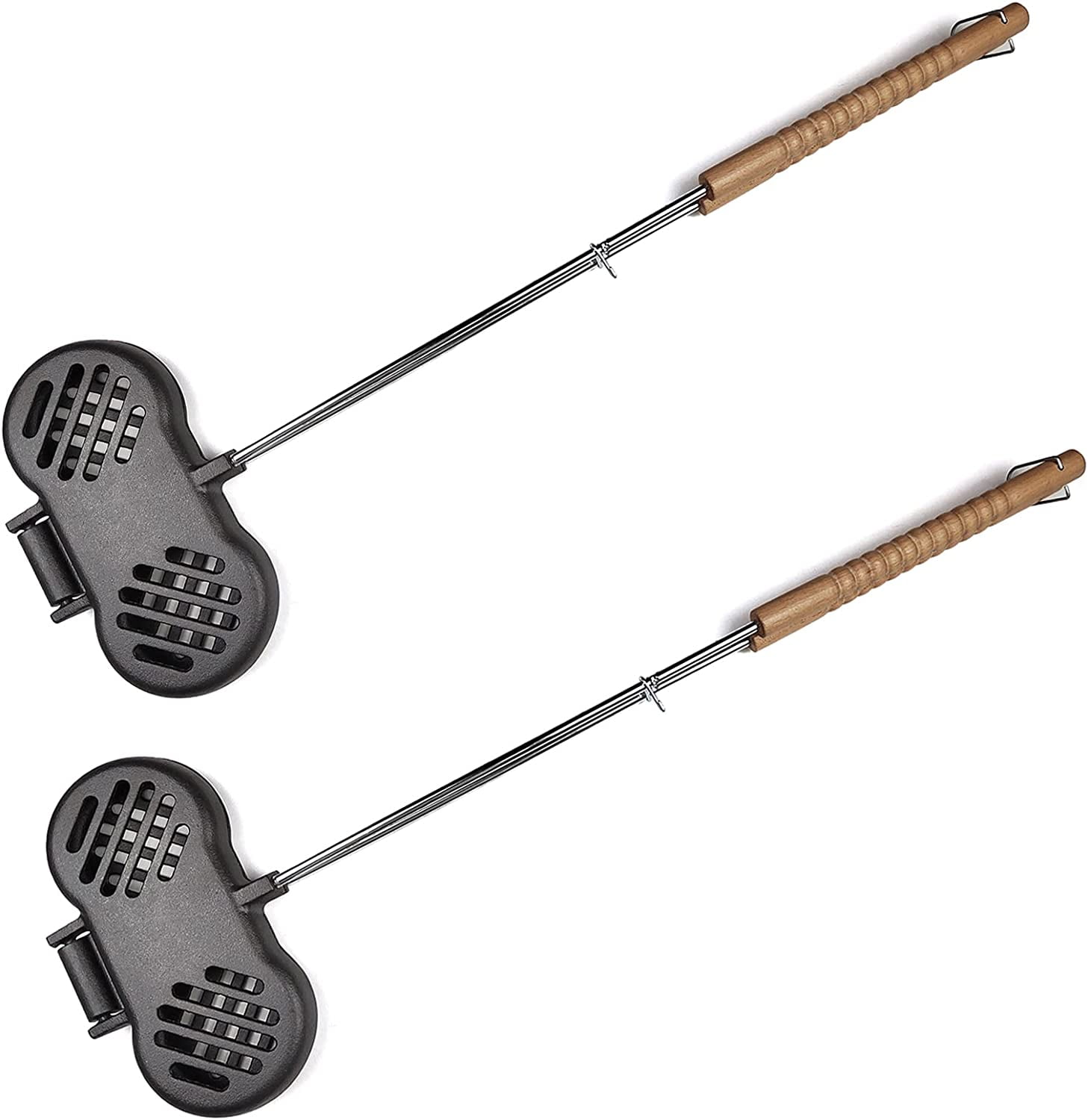 Hamburger Campfire Iron - Pre-Seasoned Handheld Round Burger Grill set ...