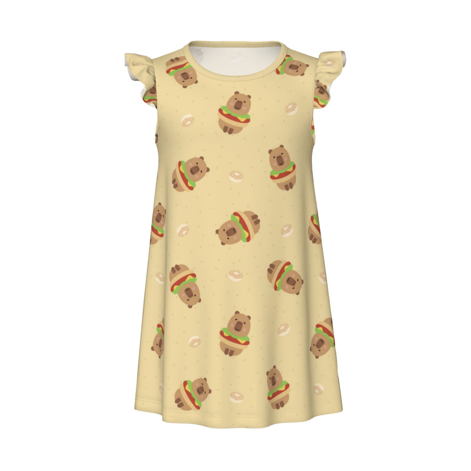 Hamburger Capybara Girls Nightgowns, Pajamas for Girls, Soft Flutter ...