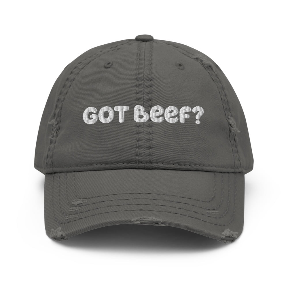 Hamburger Fast Food Lover Distressed Dad Hat, Got Beef?- Embroidery ...