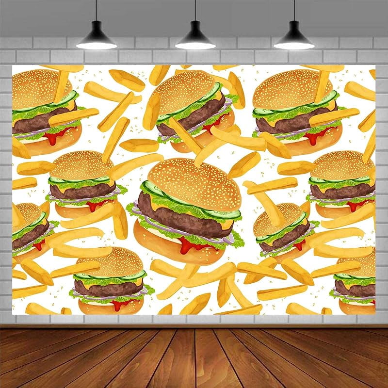 Hamburger French Fries Backdrop, Fast Food Photograhy Background ...
