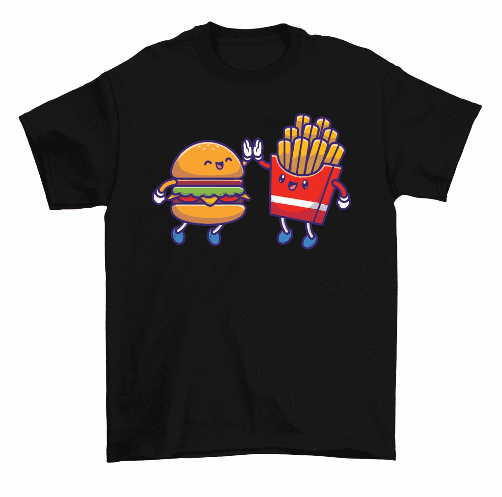 Hamburger French Fries High Five Fast Food T-Shirt Men Women - Walmart.com
