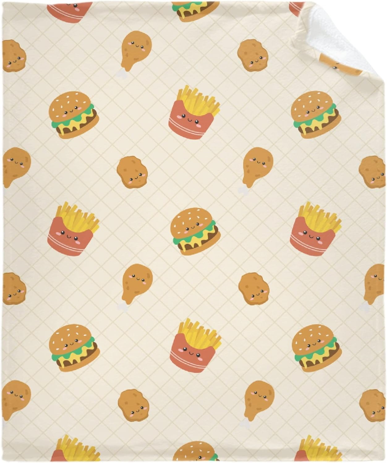 Hamburger Fried Chicken Fries Blanket Gift Soft Flannel Art Print ...