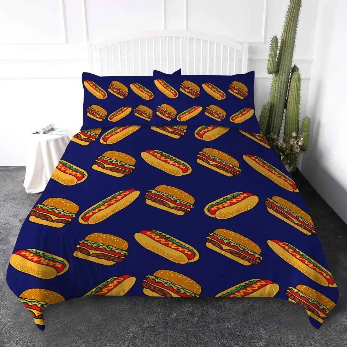 Hamburger Fries Candy Bedding 3D Giant Burger Duvet Cover Set 3 Pieces ...