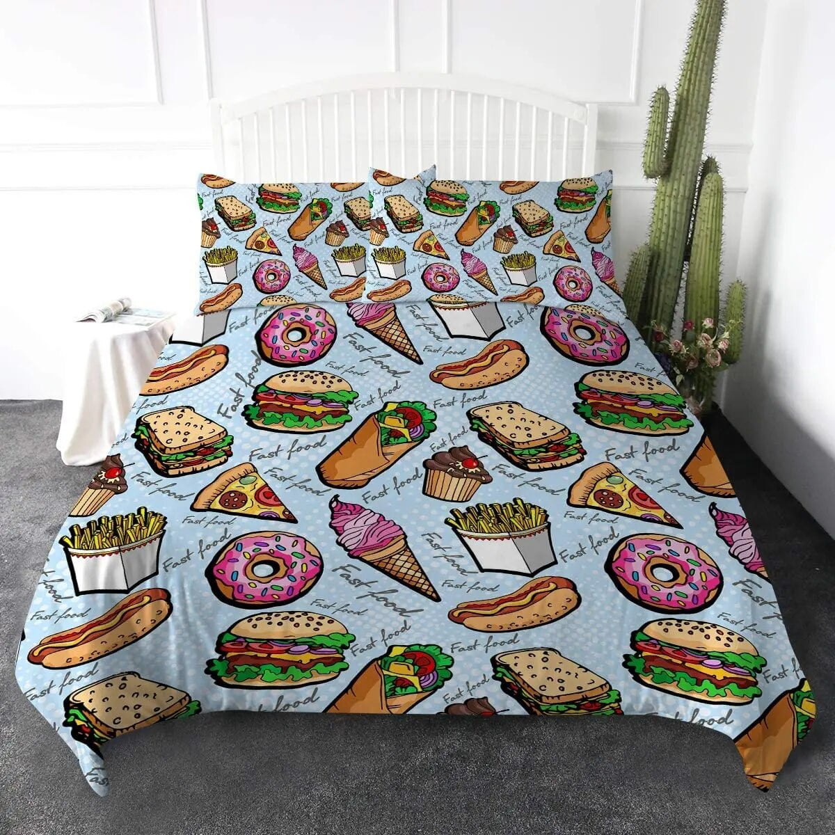 Hamburger Fries Candy Bedding 3D Giant Burger Duvet Cover Set Fun Fast ...