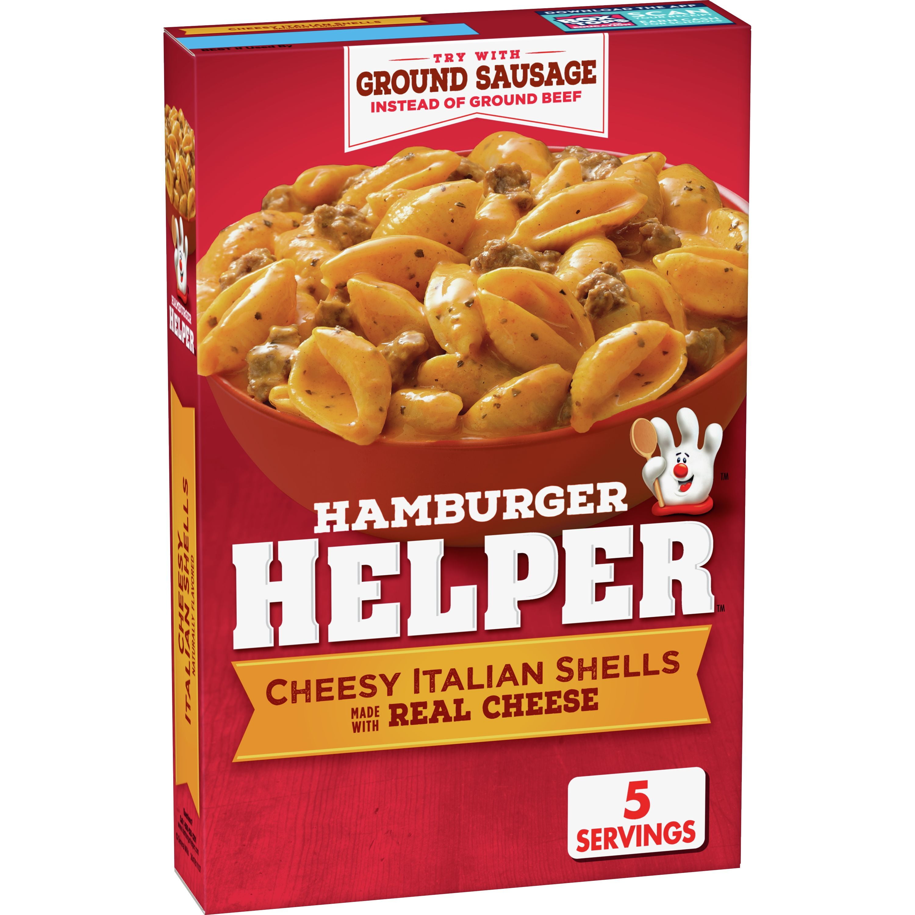 Hamburger Helper Cheesy Pasta, Italian Shells Grocery, 6.1 oz Box ...