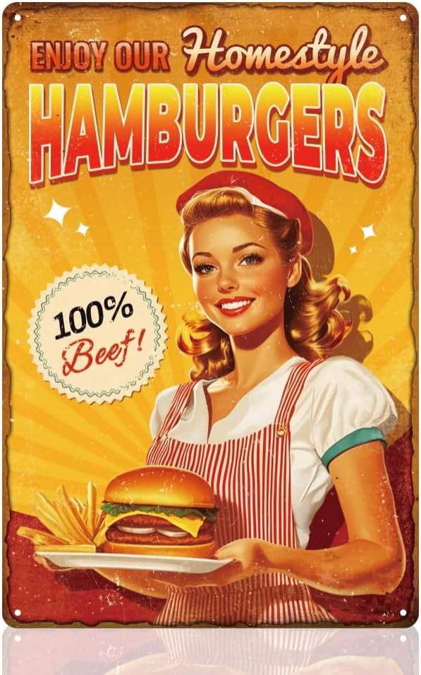 Hamburger Lady Restaurant Kitchen Wall Decor Sign Enjoy Our Homestyle ...