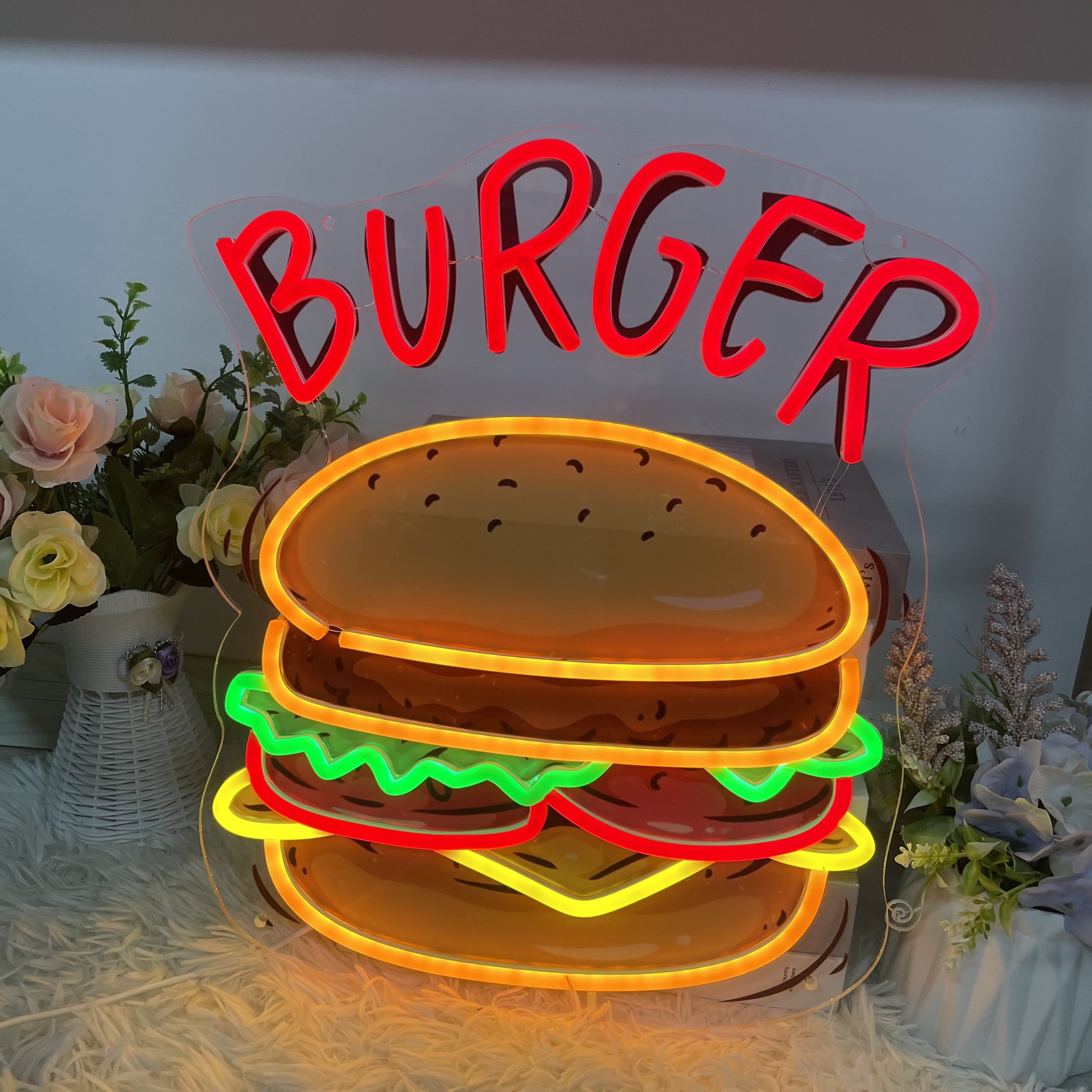 Hamburger Led Neon Sign Burger Neon Sign Food Neon Sign Home Decor ...