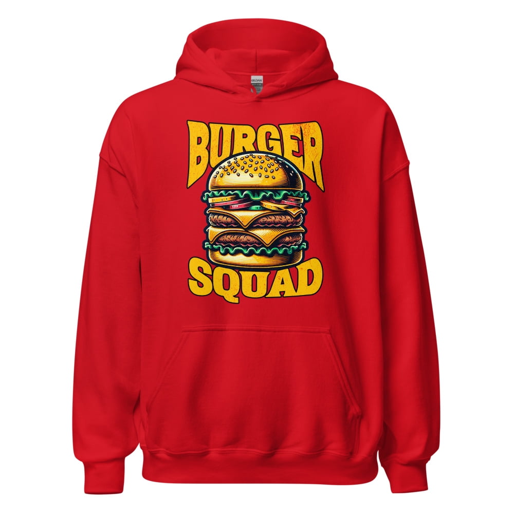 Hamburger Lover Foodie Team Unisex Hoodie, Burger Squad (Red, 4XL ...