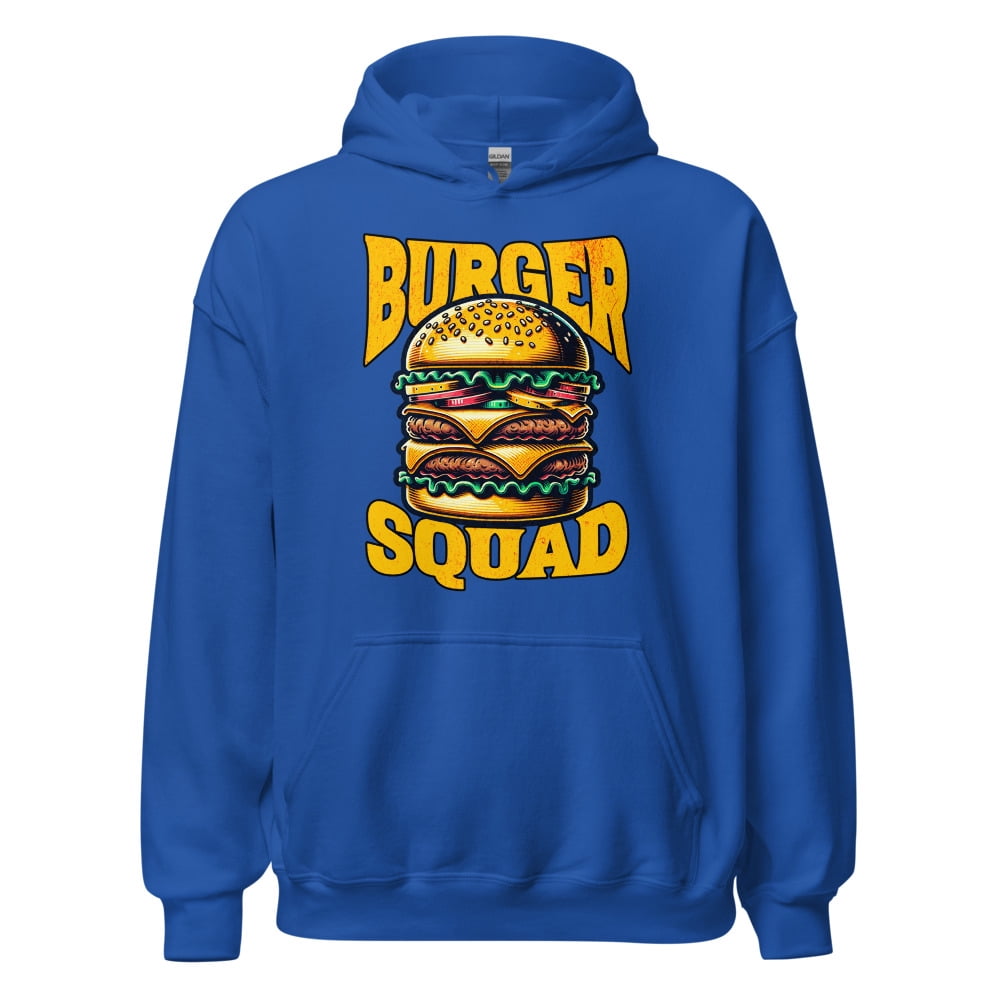 Hamburger Lover Foodie Team Unisex Hoodie, Burger Squad (Royal, S ...