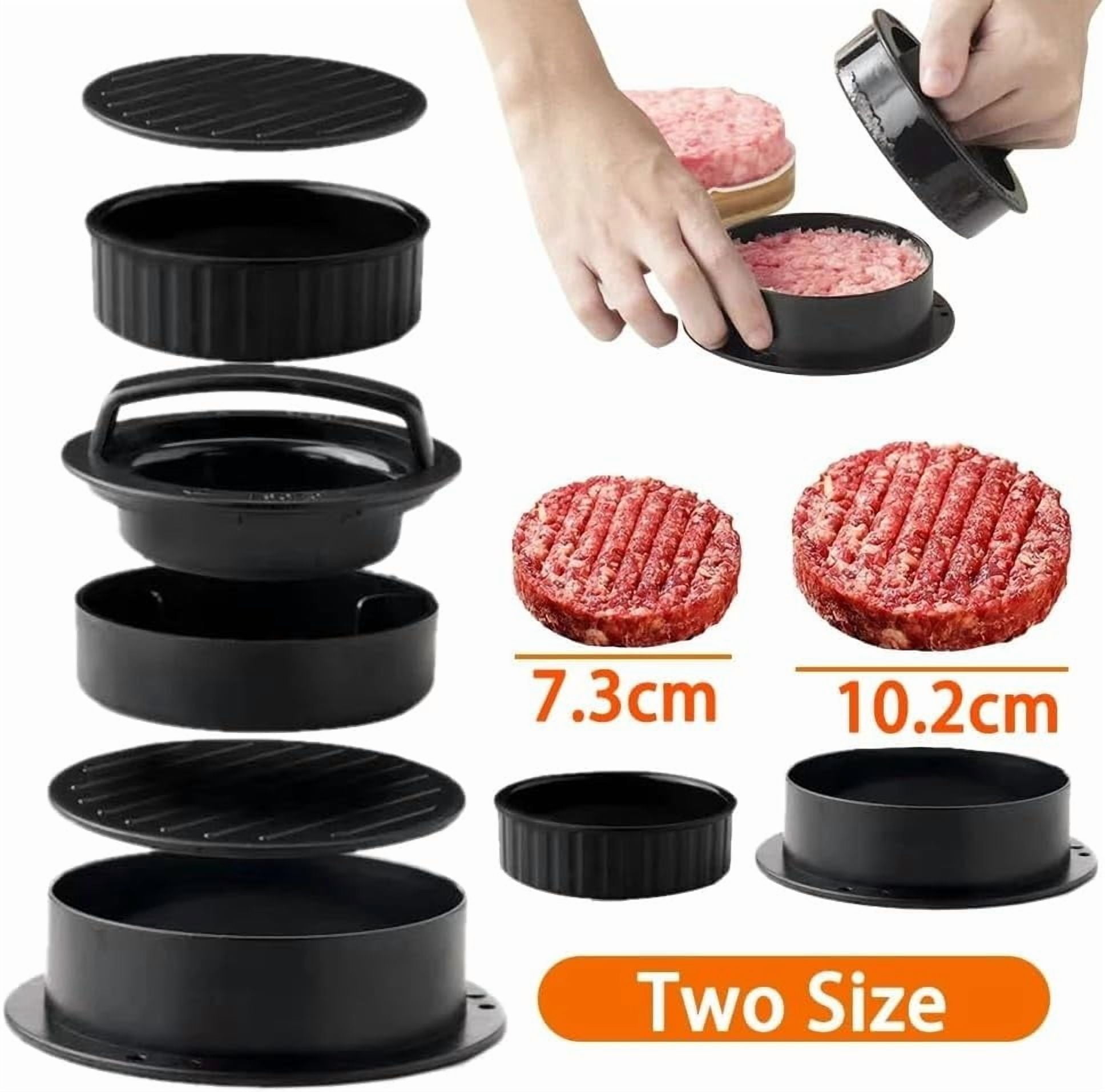 Hamburger Patty Press 3-in-1, Black Stuffed Burger Maker & Beef Press ...