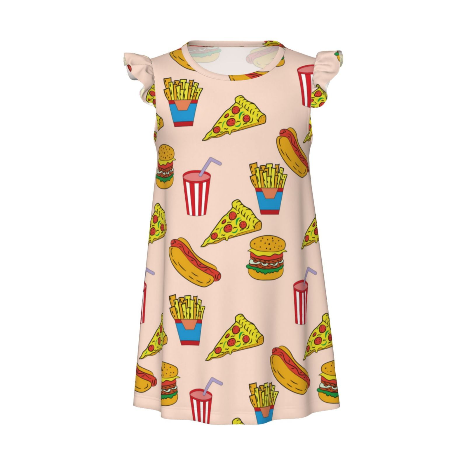 Hamburger Pizza Coke Girls Nightgowns, Pajamas for Girls, Soft Flutter ...