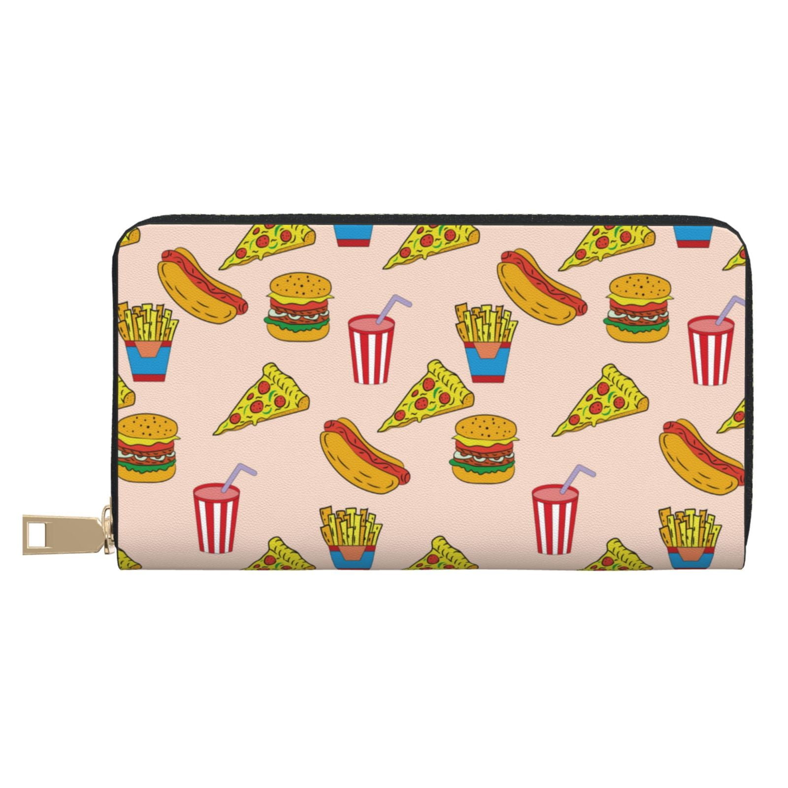 Hamburger Pizza Coke Wallet Women, Leather Bifold Multi Card Wallet ...