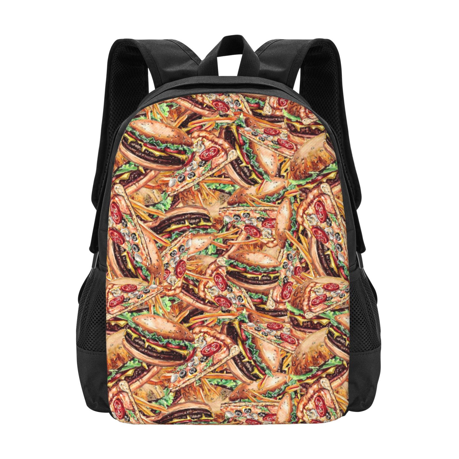 Hamburger Pizza pattern Backpack for Men Women Laptop Backpack Hiking ...