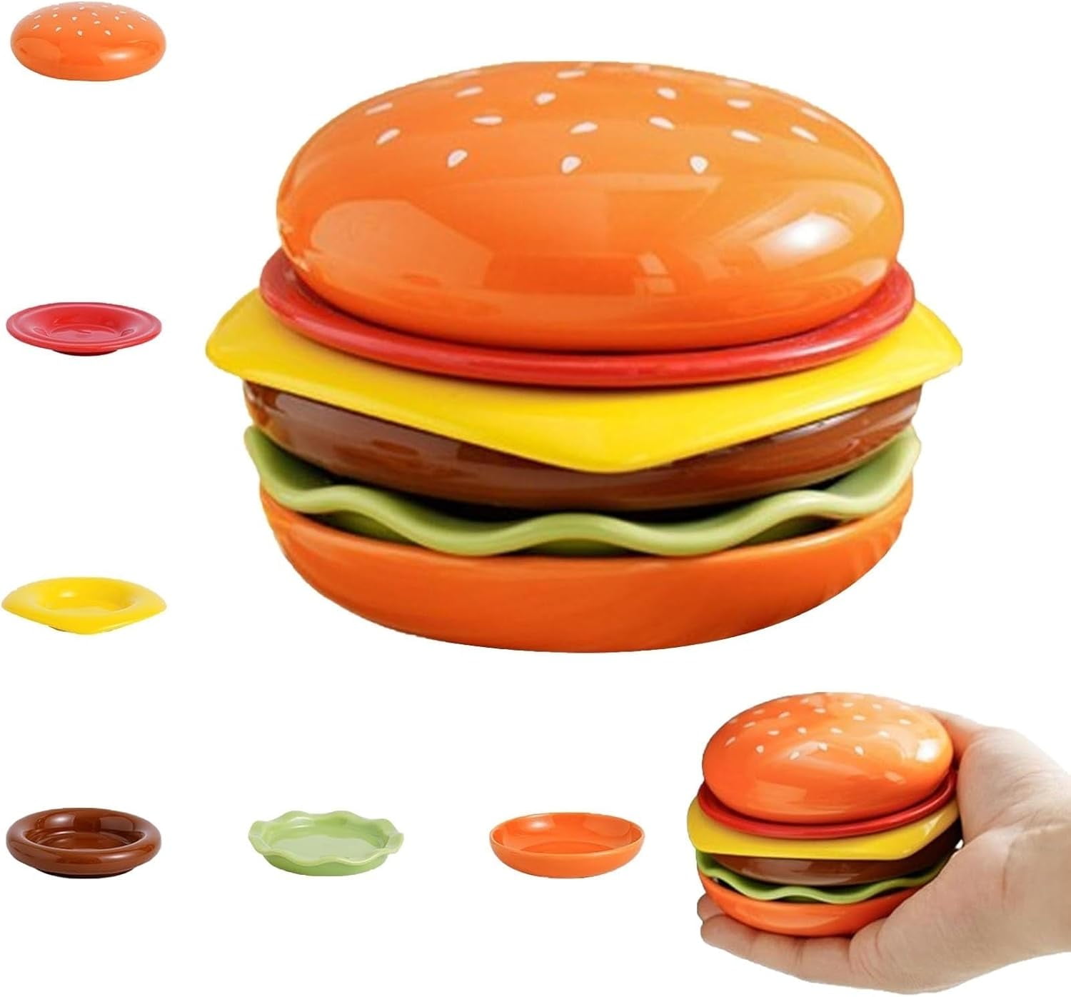Hamburger Plate Set, Burger Shape 6-Layer Mini Plate Plates, Cute ...
