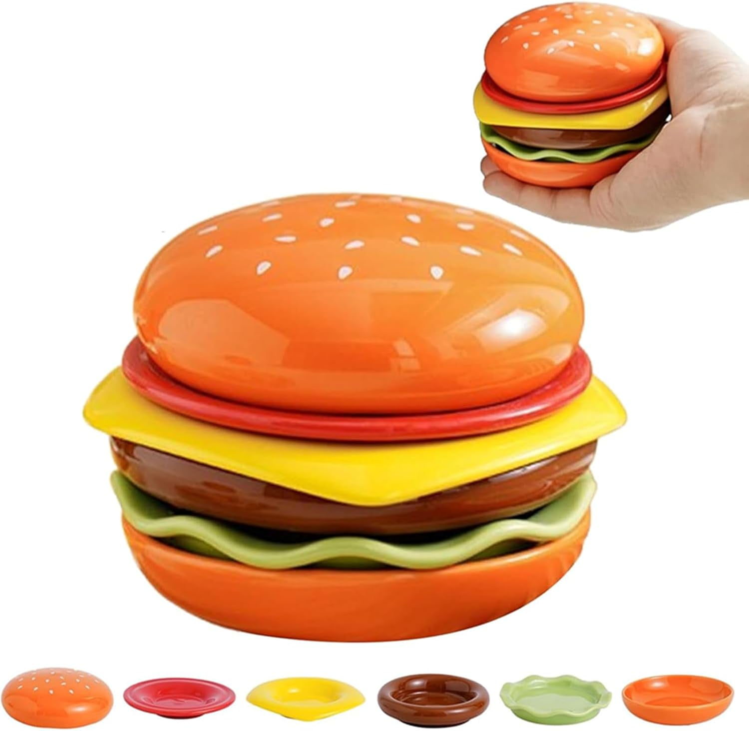 Hamburger Plate Set,Stackable Burger 6-Layer Mini Plate Sushi Dip ...