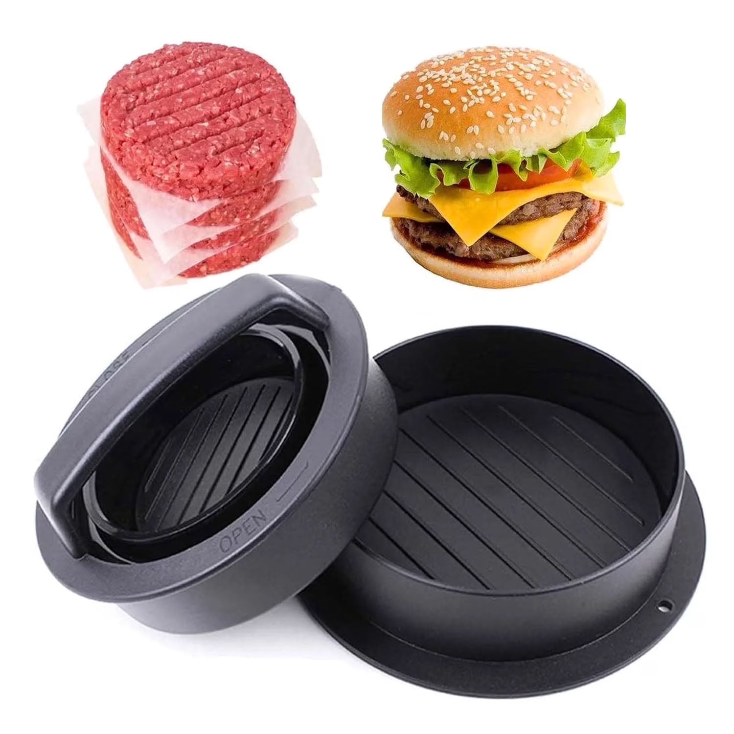 Hamburger Press Patty Maker, Burger Press, 3 in 1 Non-Stick Meat Beef ...