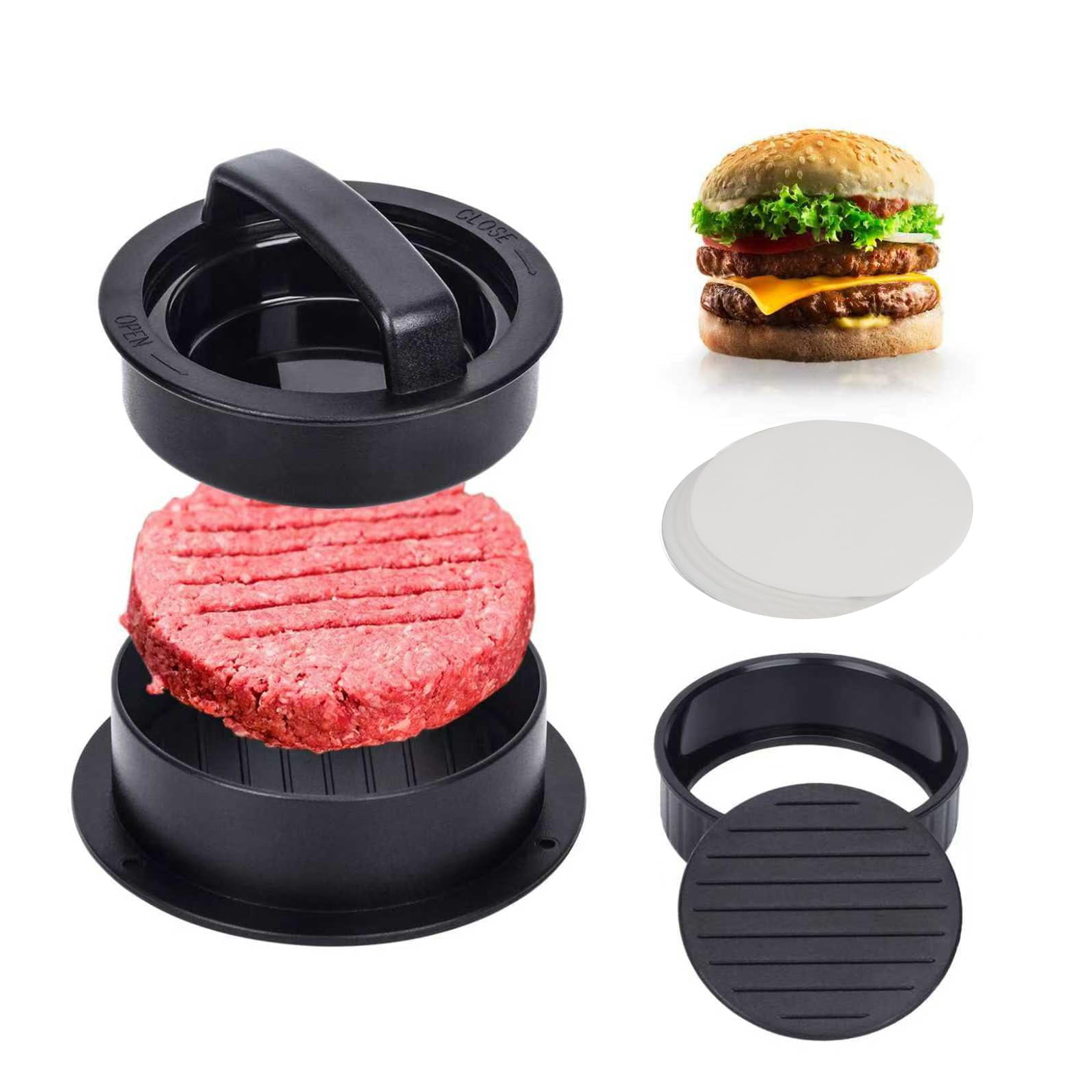 Hamburger Press Patty Maker Burger Press Smash with 100 Patty Papers ...