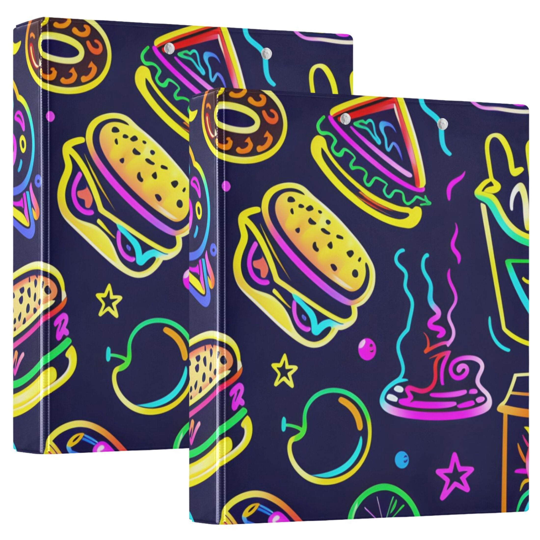 Hamburger Sandwich Fruit 3 Ring Binders 1.5 inch Hardcover File Folders ...