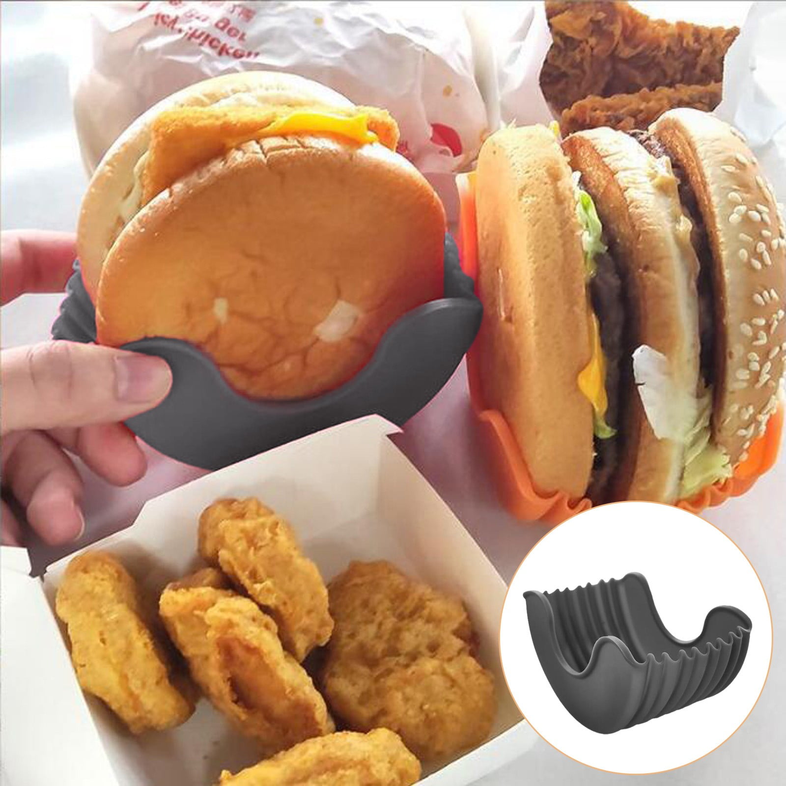 Hamburger & Sandwich Storage Rack Silicone Burger Boxes Securely Hold ...