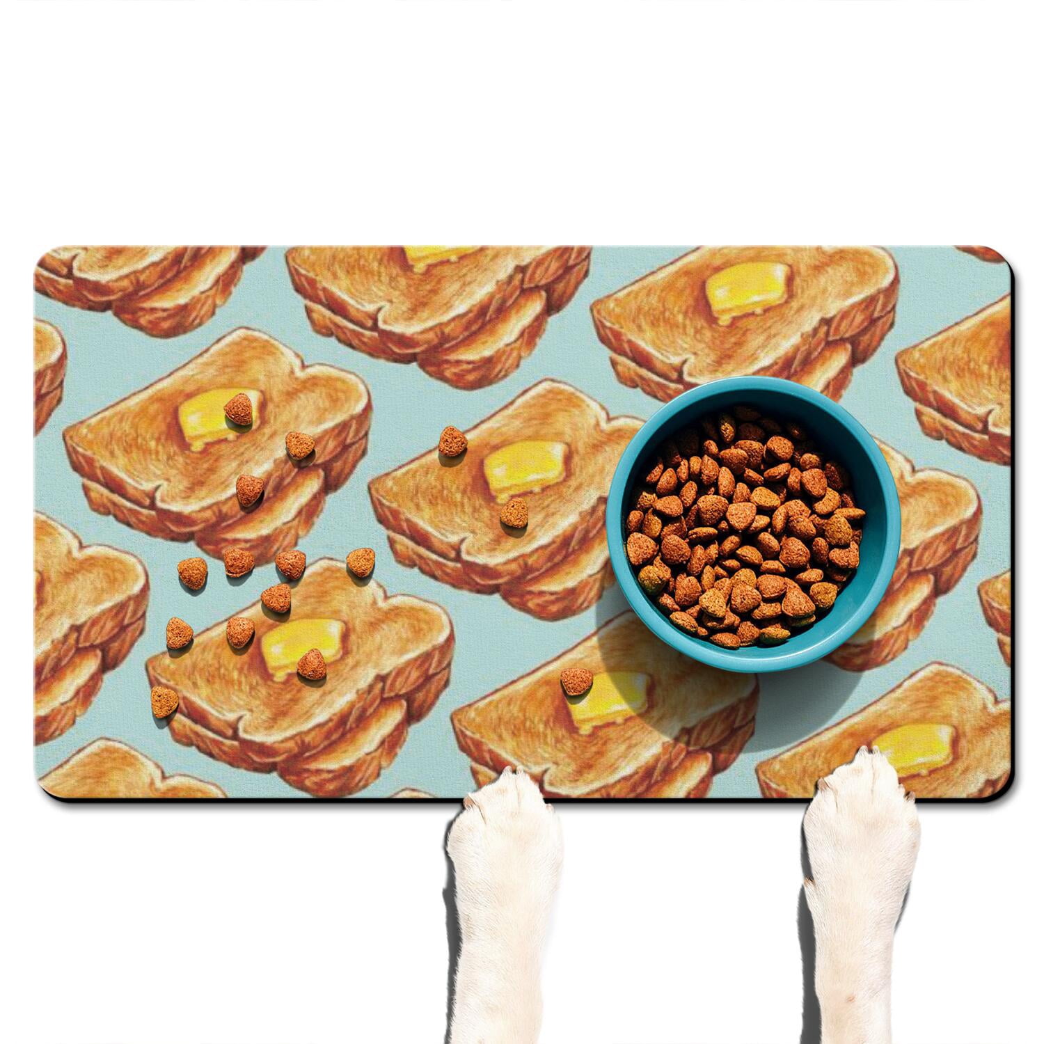 Hamburger-Themed Dog Feeding Mat - Absorbent Pet Food Mat with Non-Slip ...
