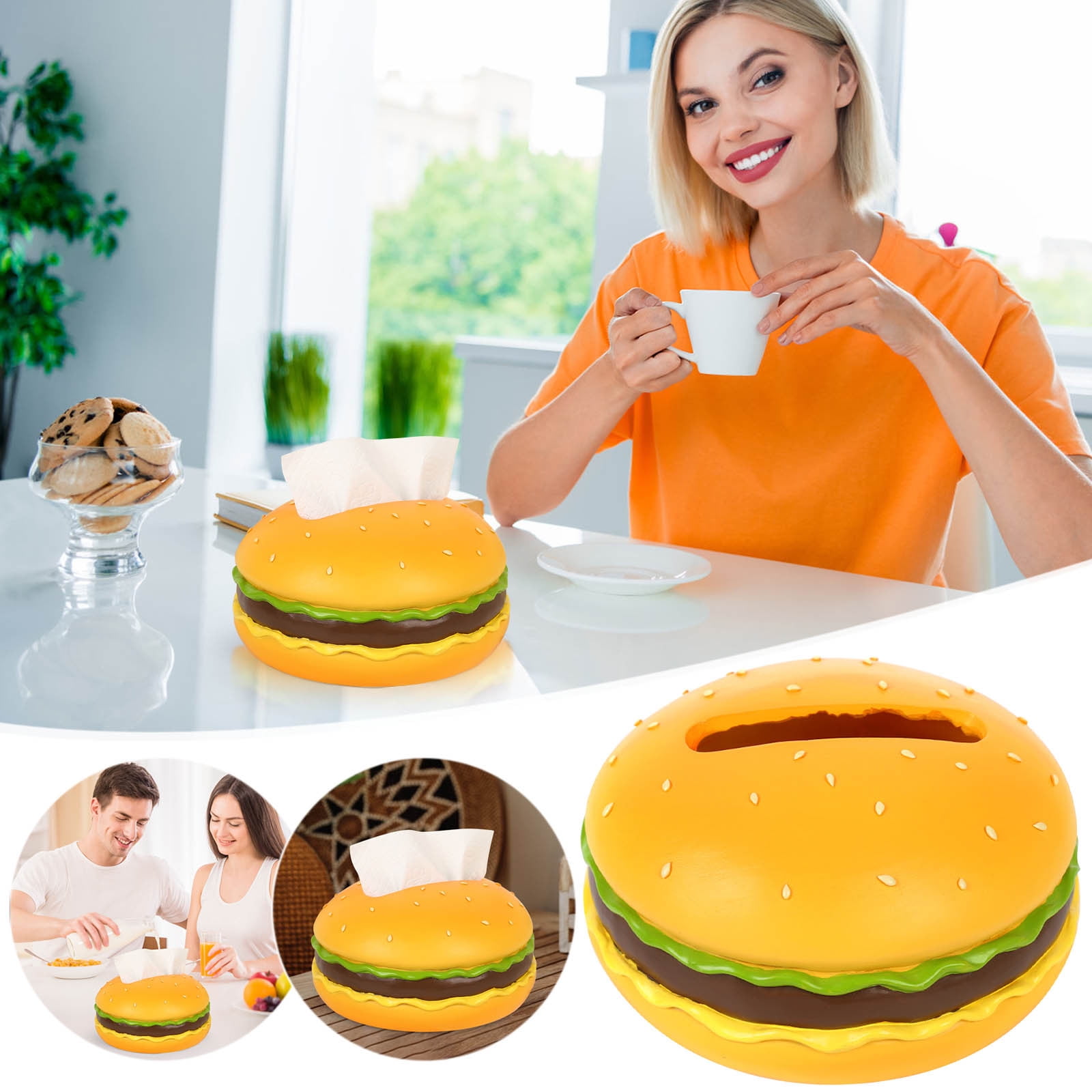 Hamburger Tissue Box Cover | Cute Novelty Design Plastic | Fits ...