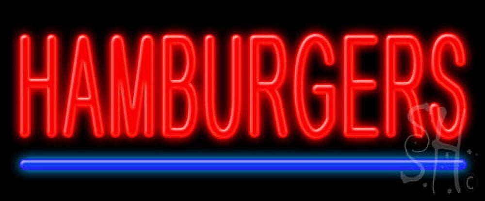 Hamburgers LED Neon Sign 10 x 24 - inches, Black Square Cut Acrylic ...