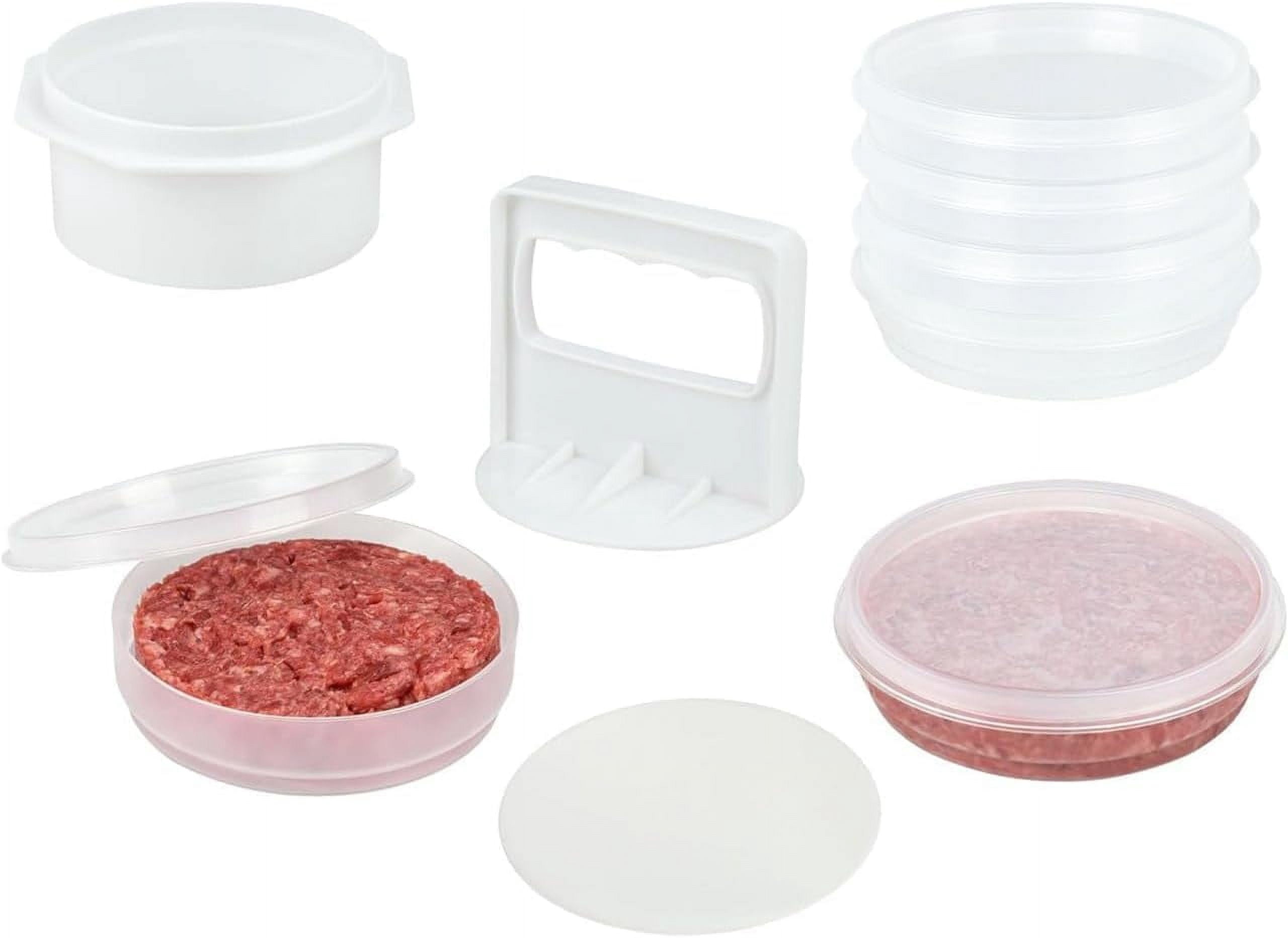 Hamburr Press Patty Maker - 4 in1, Burr Mold, Press, 6 Stora Containers ...