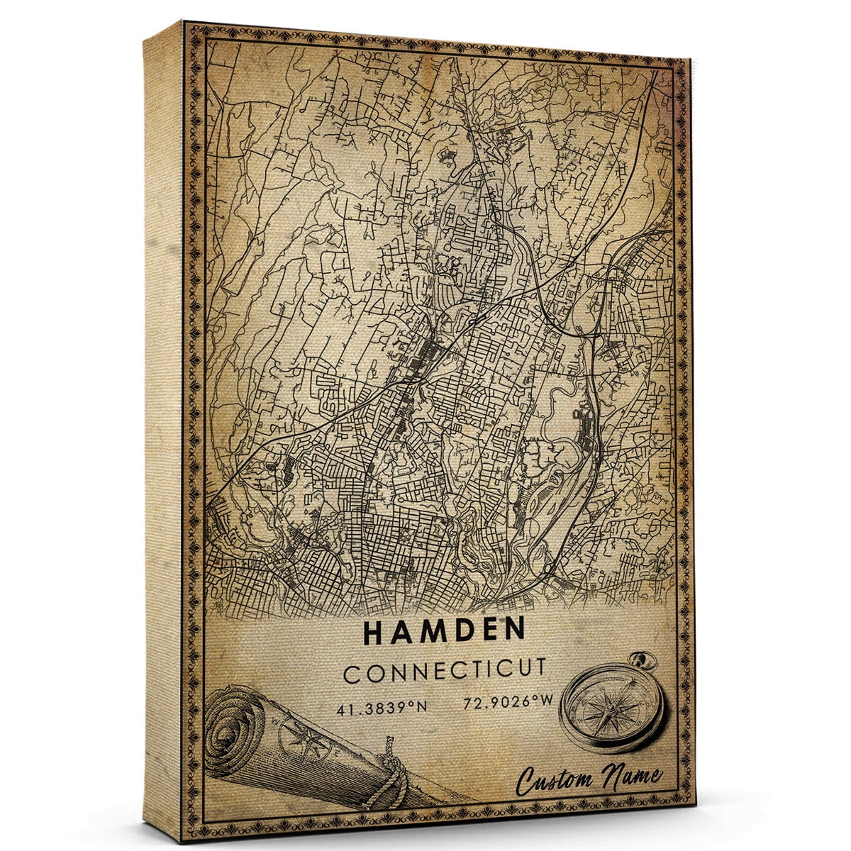 Hamden Map Poster, Connecticut Map Art Poster, Canvas, Hamden Map City ...
