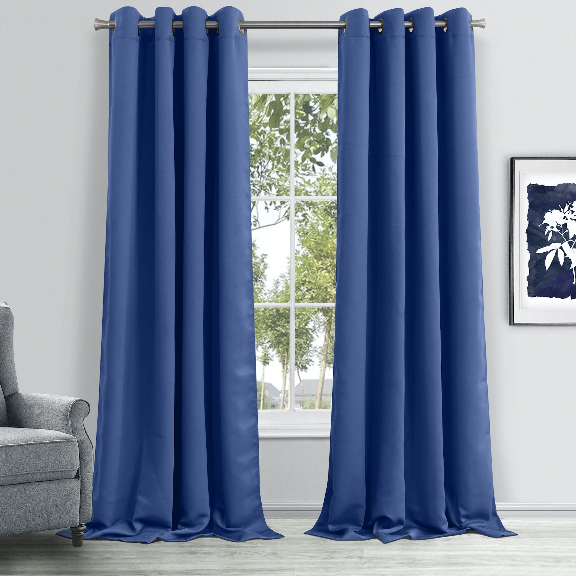 Hamden Solid Design 54 x 84 Blackout Single Window Panel in Navy ...