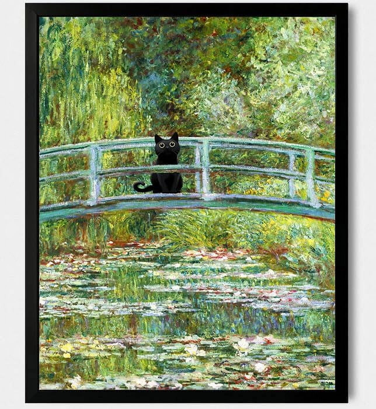 Hamduker Garden Black Cat Wall Art Pictures Funny Preppy Cat Posters ...