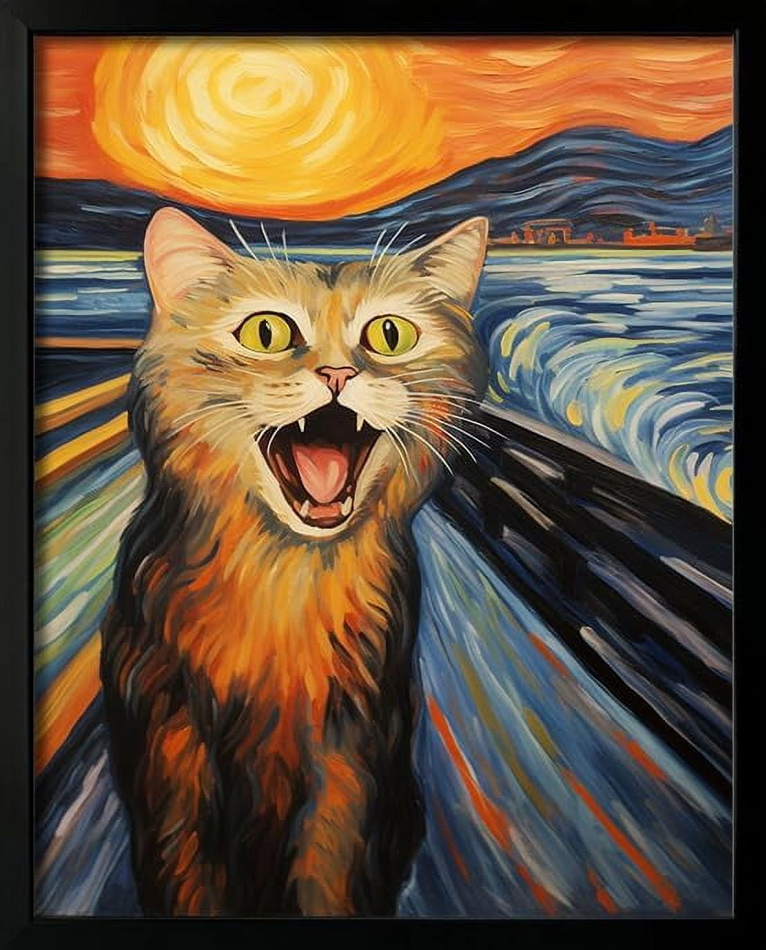 Hamduker Garden Black Cat Wall Art Pictures Funny Preppy Cat Posters ...