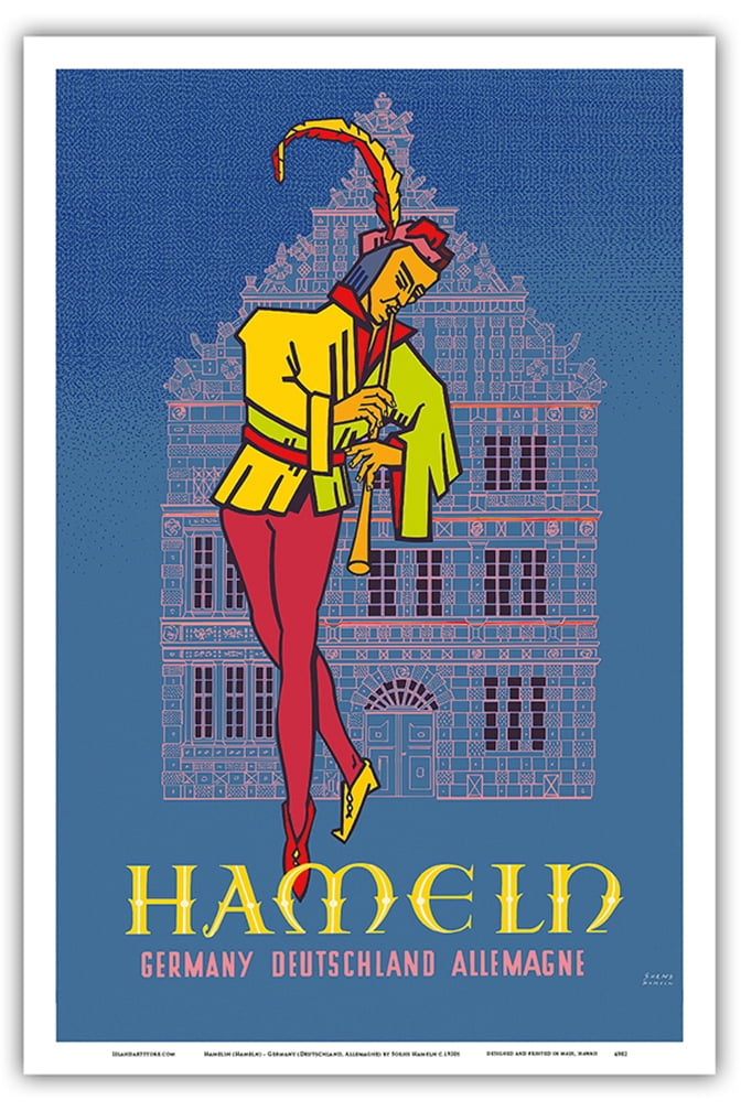 Hameln - Germany (Deutschland Allemagne) - The Pied Piper of Hamelin - Vintage Travel Poster by ...