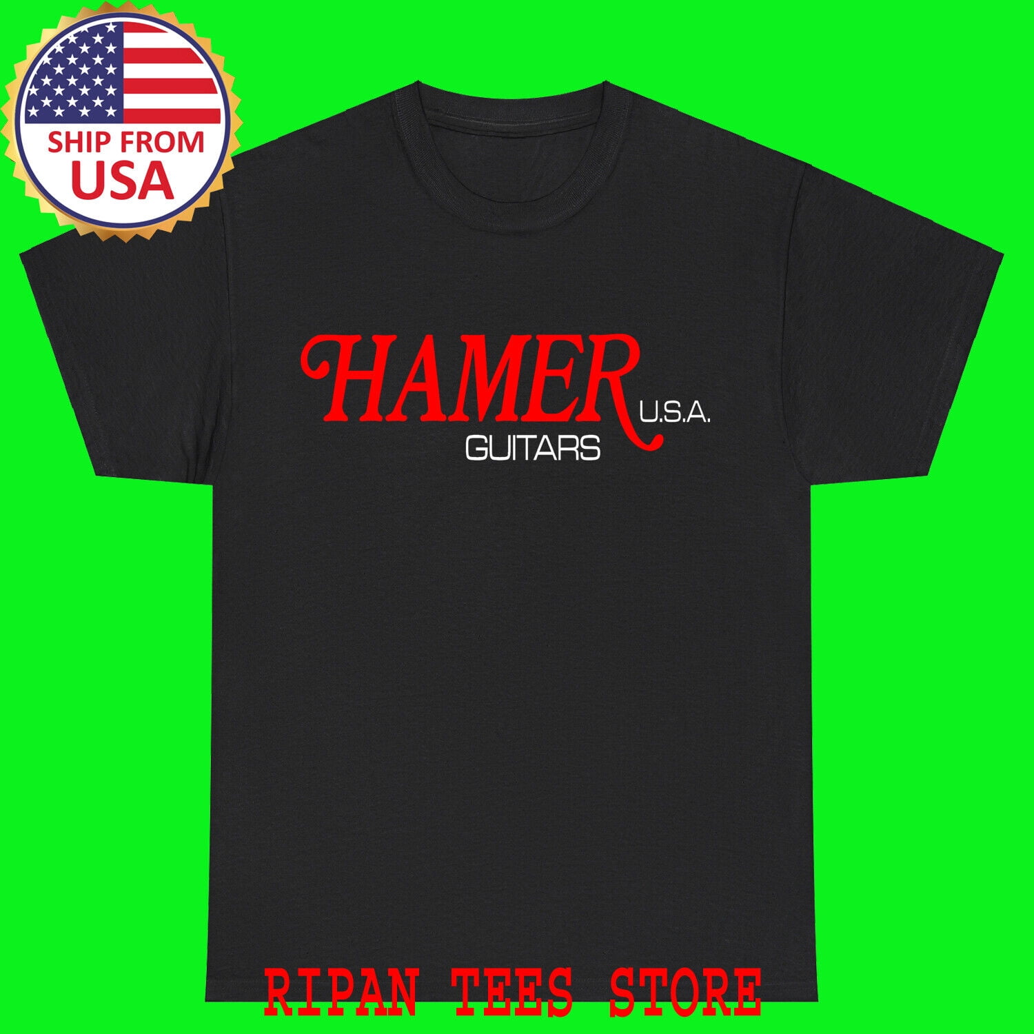 Hamer Guitars USA Black T-Shirt Size S - 5XL - Walmart.com