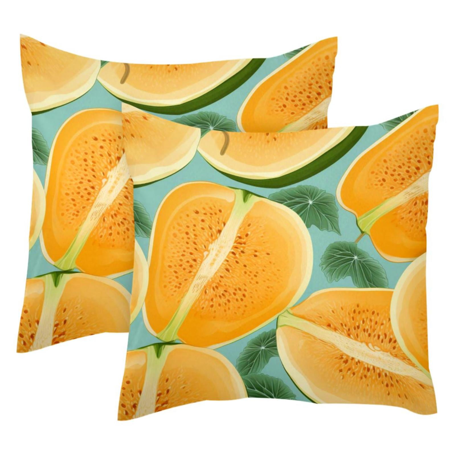 Hami Melon Cantaloupe Fruits Luxurious Velvet Throw Pillow Inserts 2PCS ...