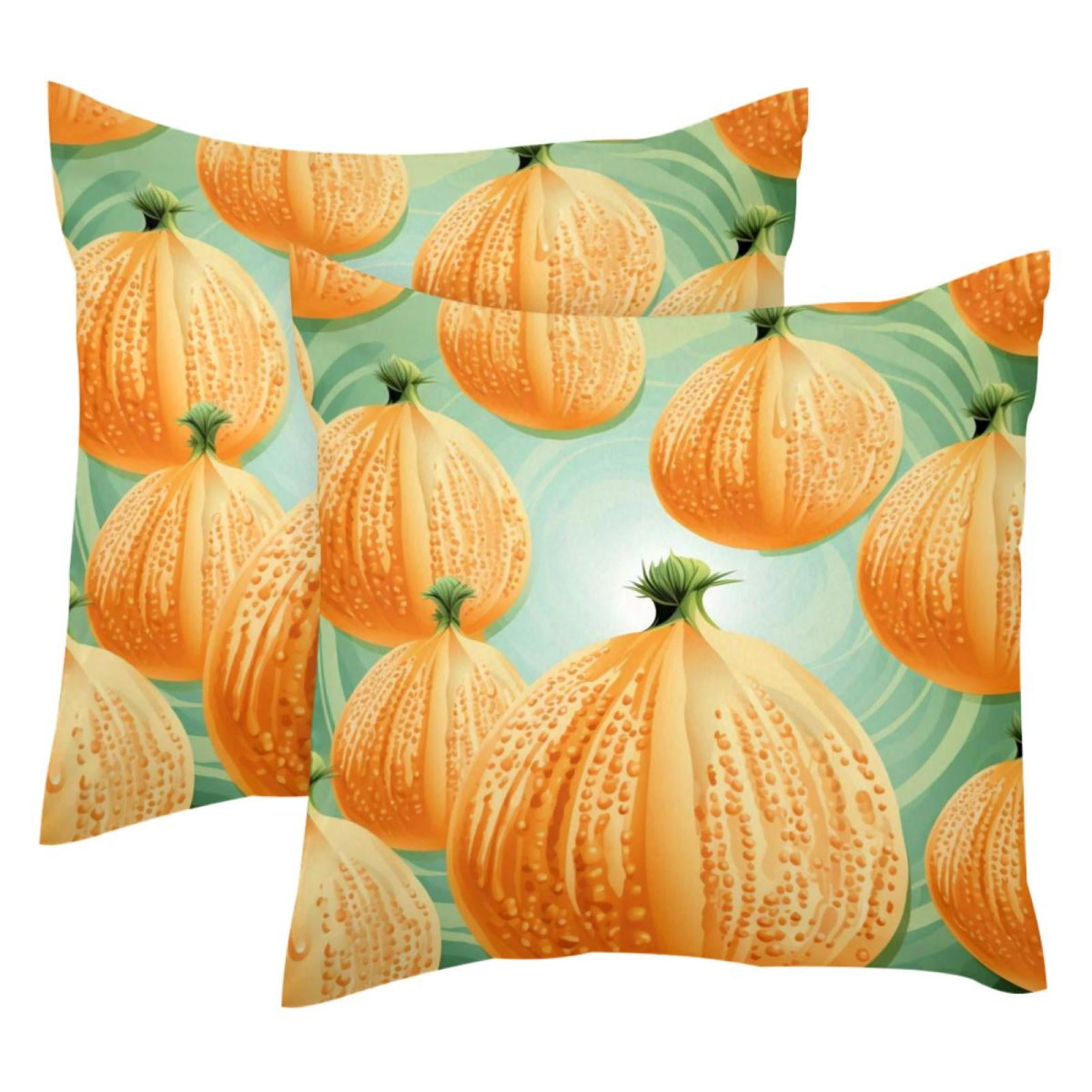 Hami Melon Cantaloupe Fruits Pattern 2PCS Printed Square Cushion 16x16 ...