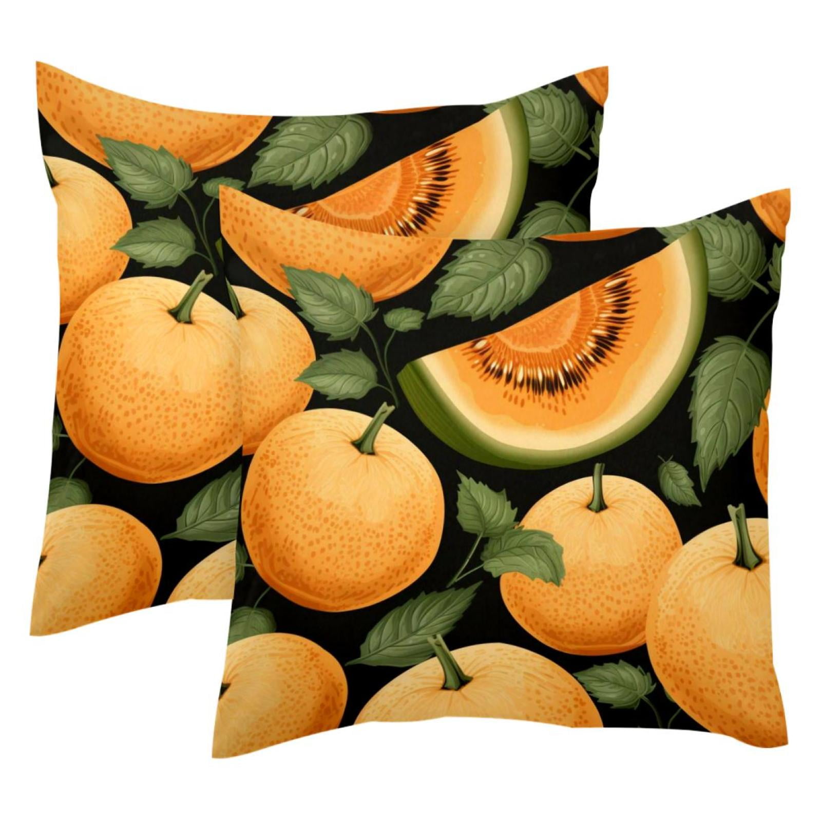 Hami Melon Cantaloupe Fruits Pattern 2PCS Printed Square Cushion 16x16 ...