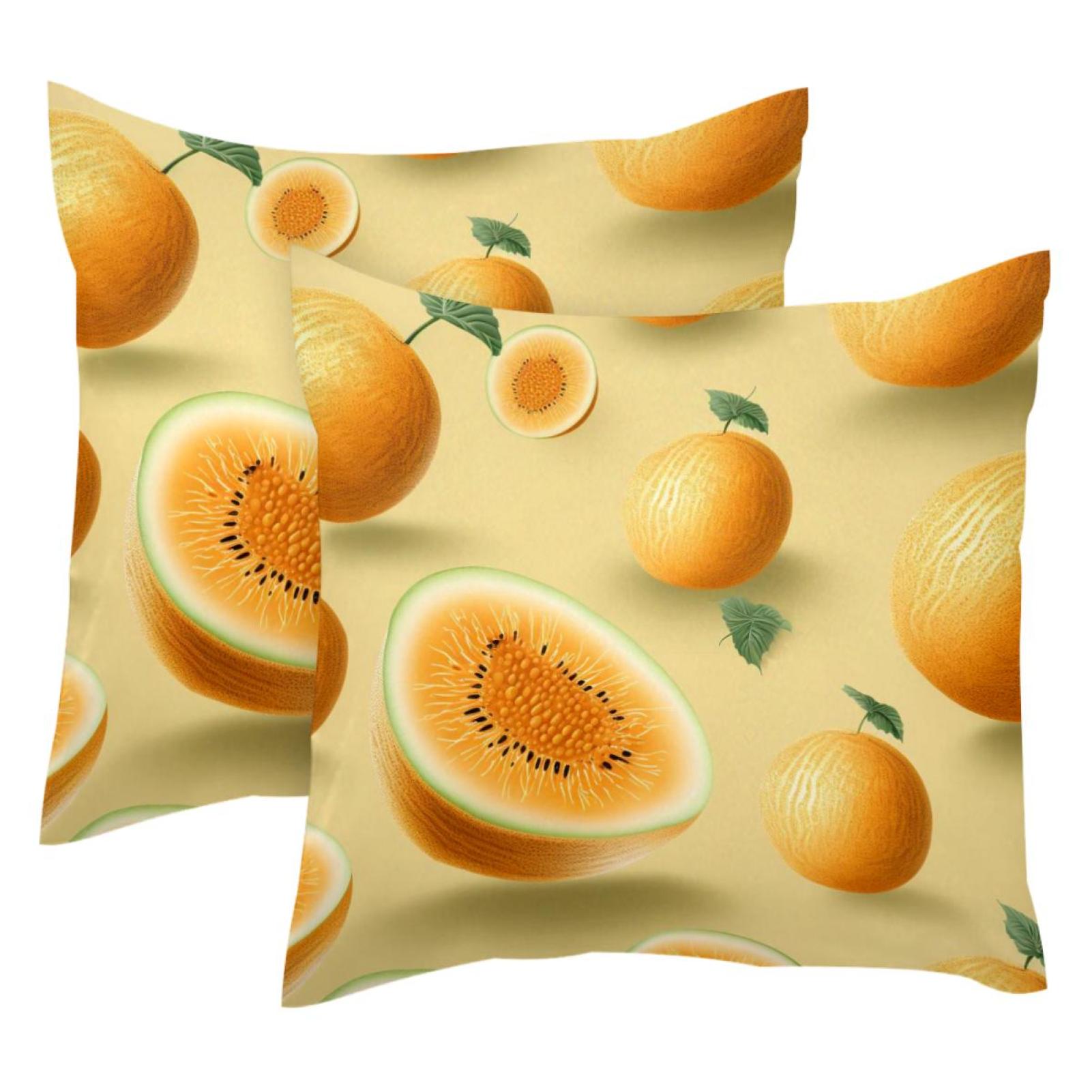 Hami Melon Cantaloupe Fruits Pattern 2PCS Printed Square Cushion 20x20 ...