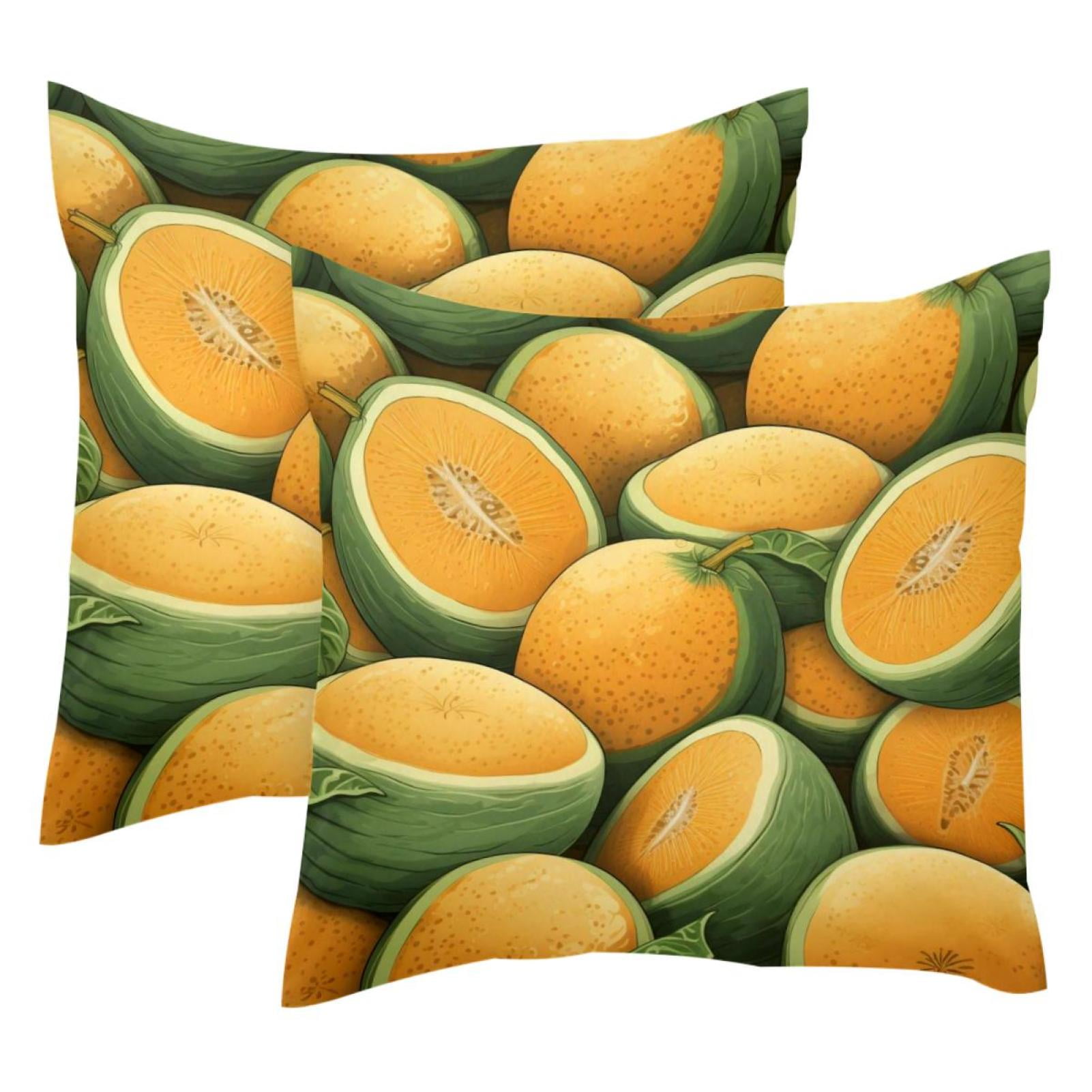 Hami Melon Cantaloupe Fruits Pattern 2PCS Printed Square Cushion 20x20 ...