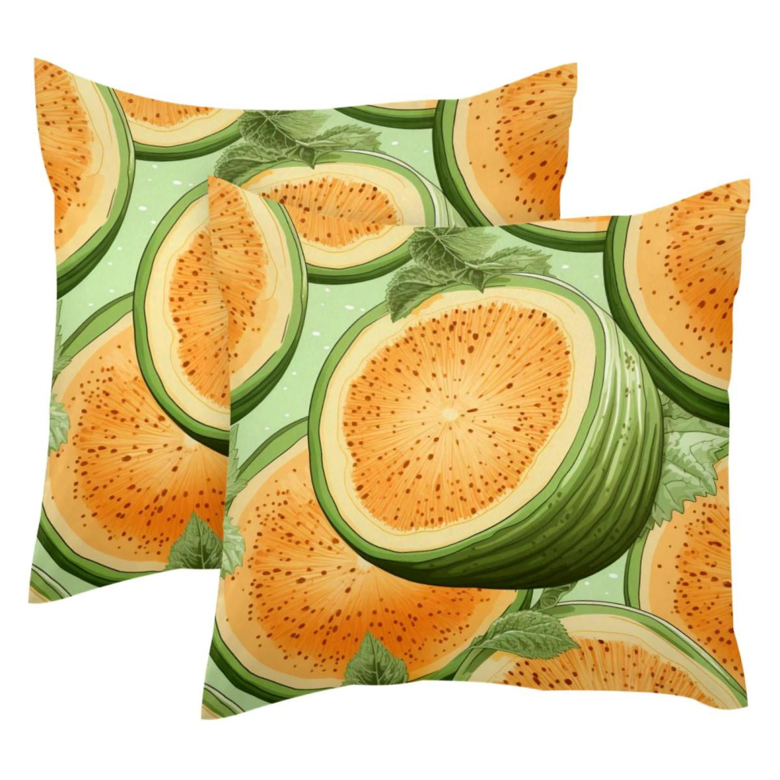 Hami Melon Cantaloupe Fruits Pattern 2PCS Printed Square Cushion 20x20 ...