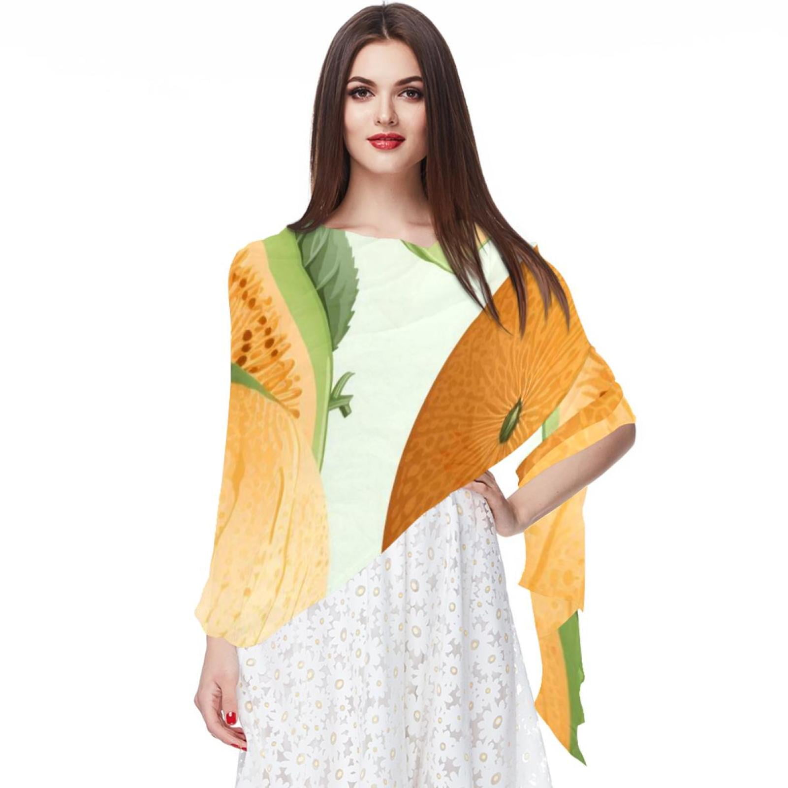Hami Melon Elegant Silk Scarf - Translucent Chiffon Yarn - Lightweight ...