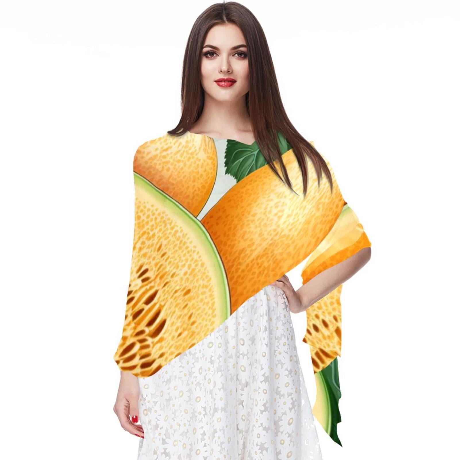 Hami Melon Translucent Light and Breathable Chiffon Silk Scarf 70.86x28 ...