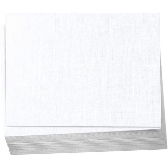 Hamilco 5x7 White Linen Textured Cardstock Paper Blank Index Cards Flat ...