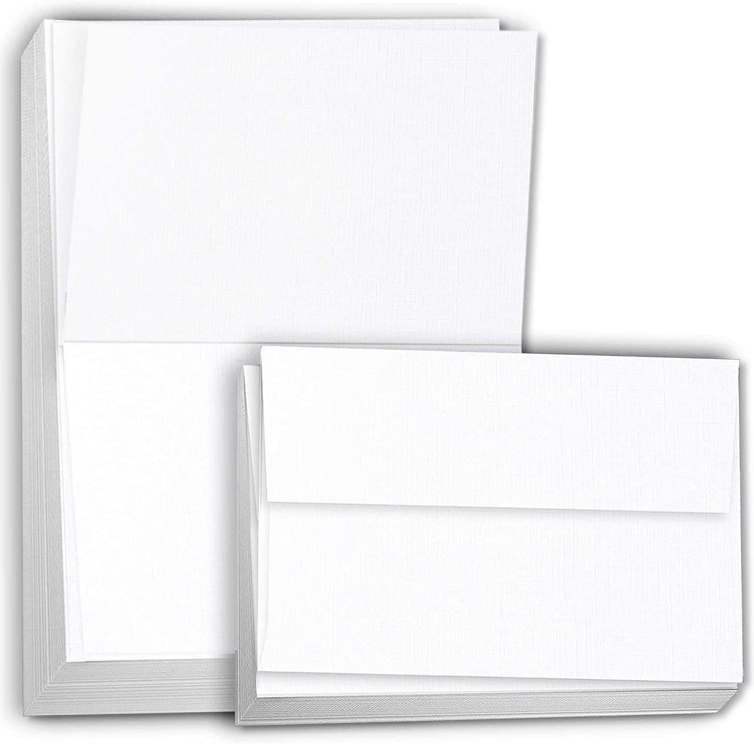 Hamilco Linen Card Stock Folded Blank Cards with Envelopes 5x7 - Scored ...